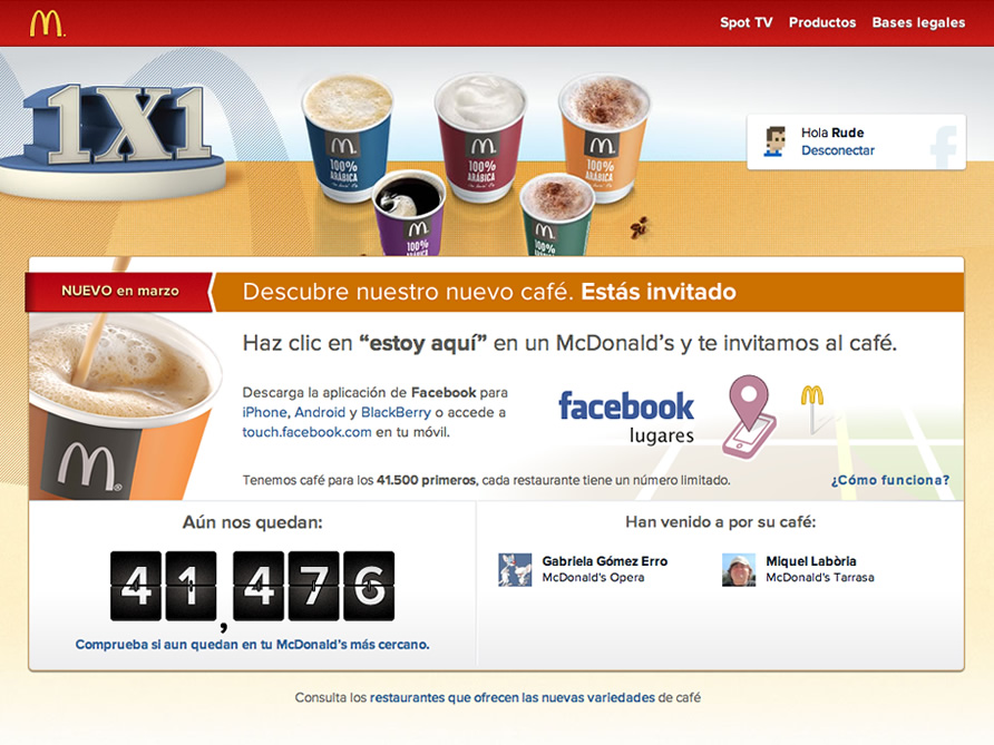 Facebook Places. McDonald's - 1to1